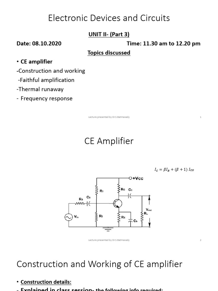 CE Amplifier: Construction & Key Concepts | PDF | Amplifier | Analog ...