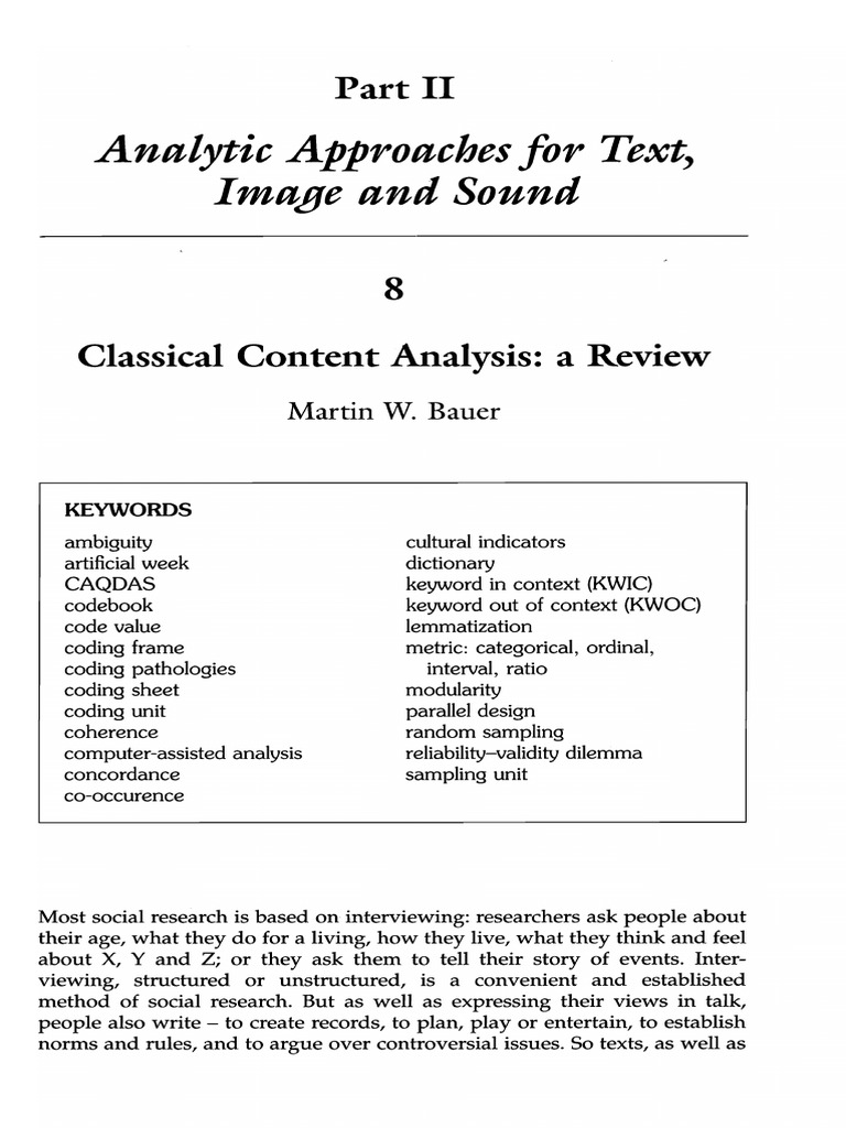Bauer and Gaskell Qualitative Researching Chapter 8 Classical Content ...