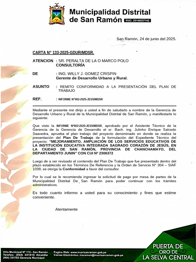 Carta 133 Remitir Informacion | PDF