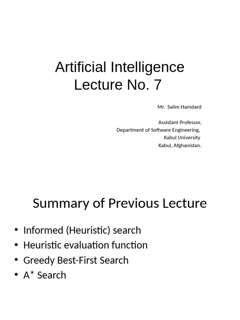 AI Lecture 07 - Constraint Satisfaction Problems (CSP) | PDF | Mathematics | Mathematical Logic