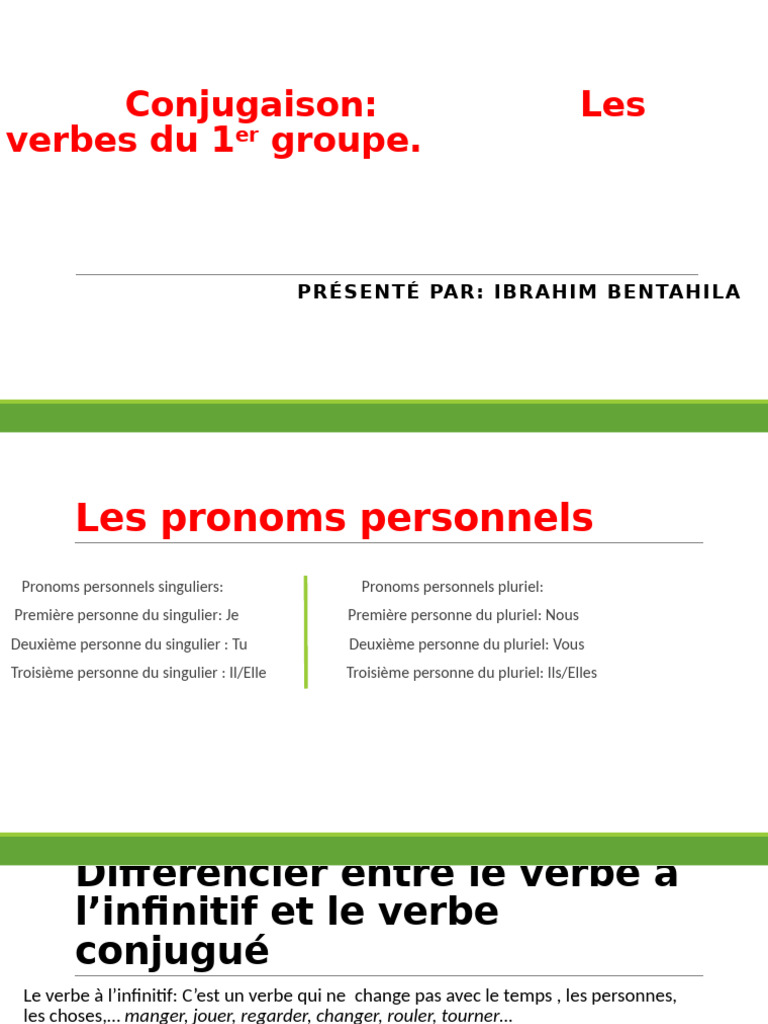 Conjugaison des verbes du 1er groupe | PDF | Verbe | Nombre grammatical