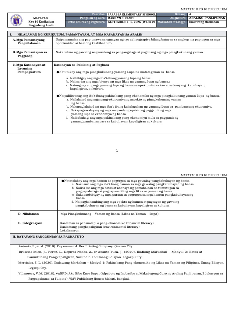 AP 4 Quarter 2 Week 2 | PDF