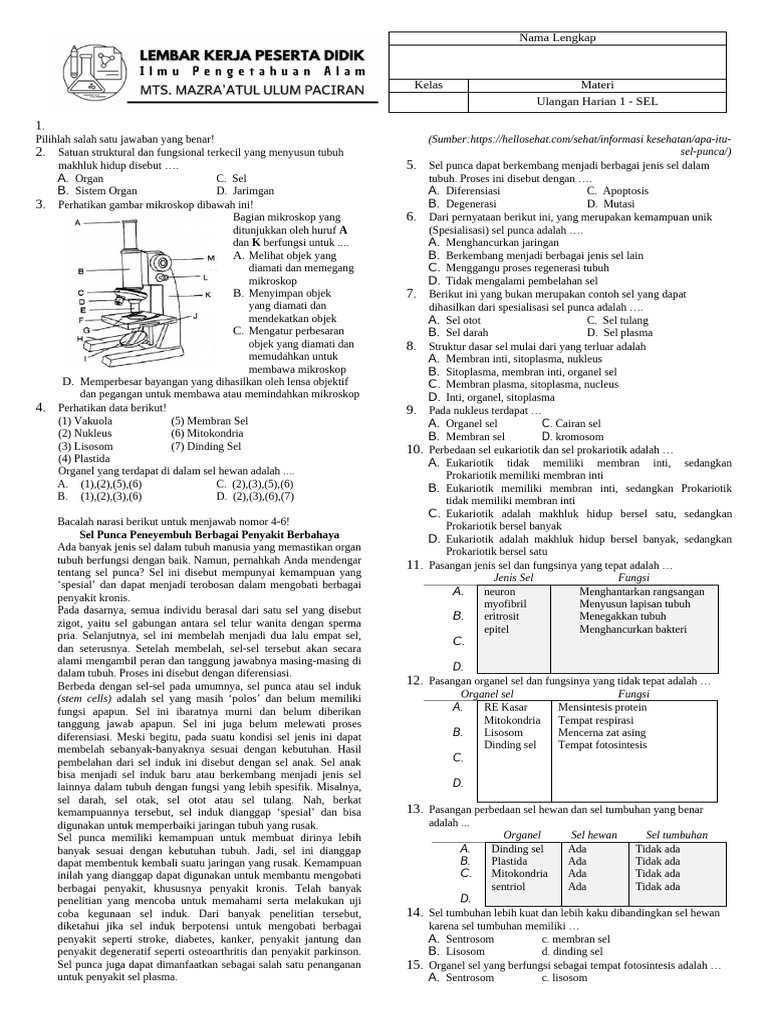 Soal Sel Lengkap | PDF