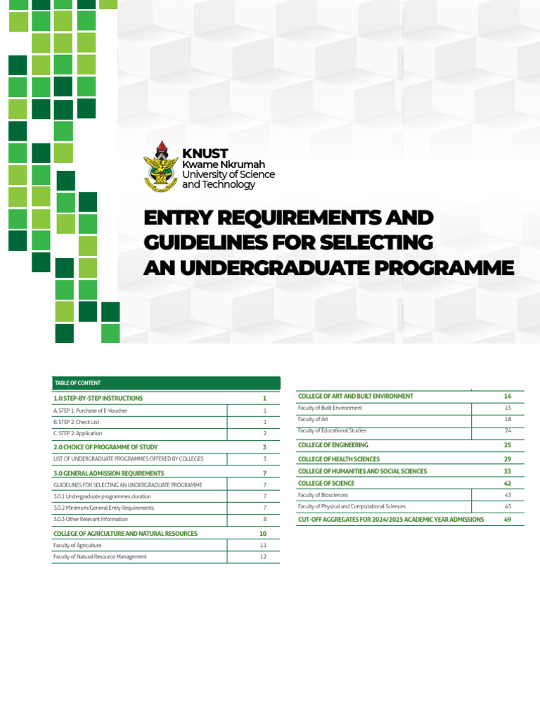 KNUST Undergraduate Admission Guide | PDF | Bachelor's Degree ...