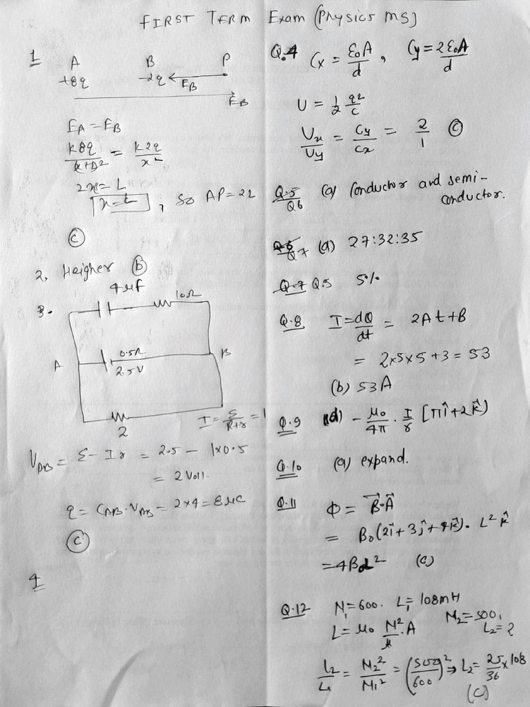 Physics M.S. Class t1 2024 | PDF