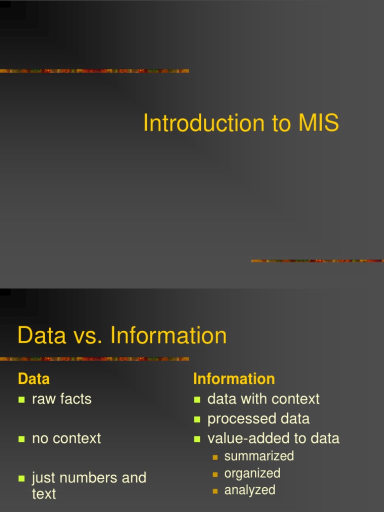 1st Lecture Data Vs Information | PDF | Information System | Business ...