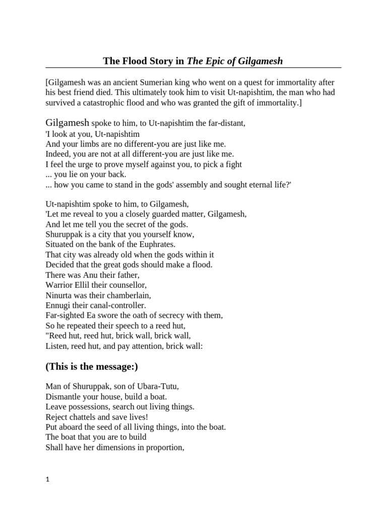 Module 1, The Flood Story in The Epic of Gilgamesh | PDF | Flood Myth ...