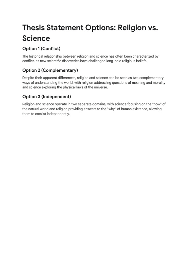 Religion and Science: Conflict or Coexistence? | PDF