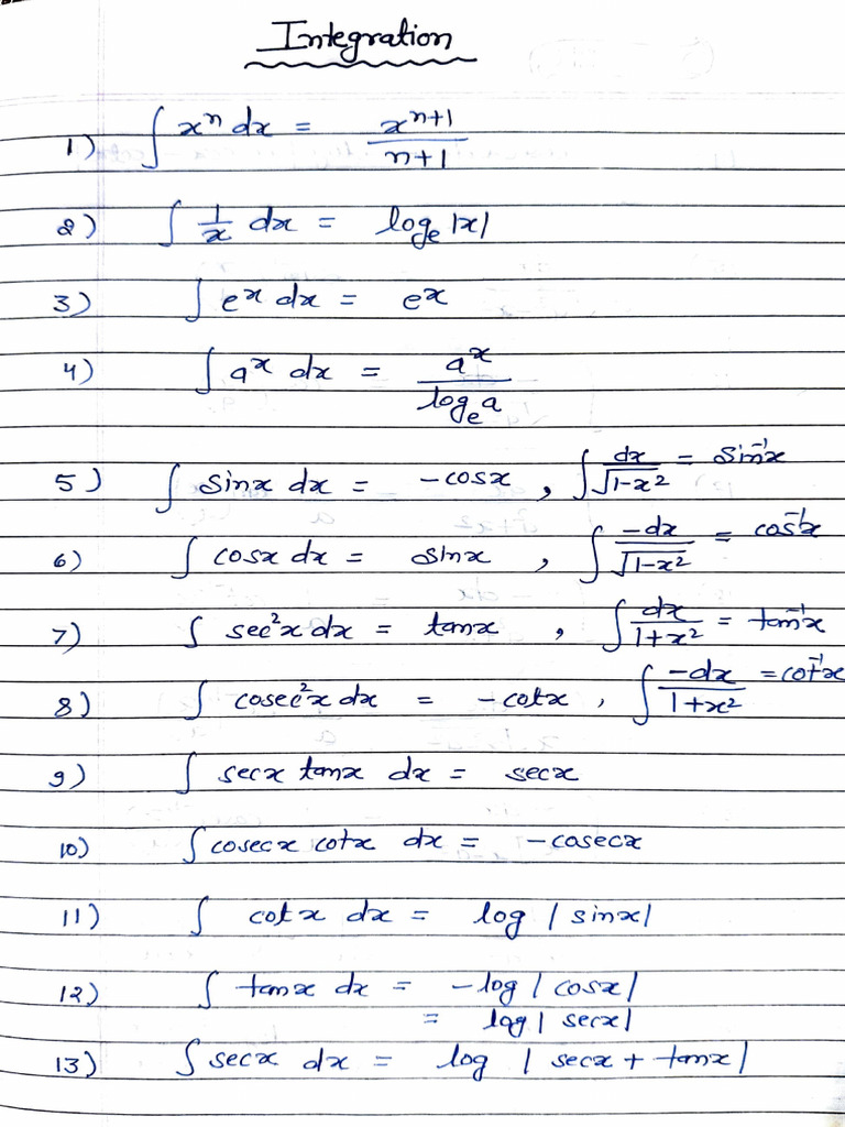 Integration Formulae | PDF