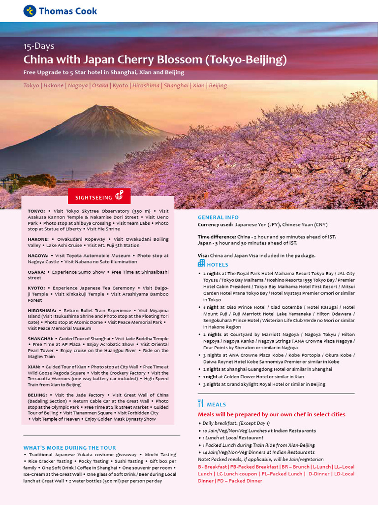 TC China with Japan Cherry Blossom (Tokyo-Kobe) | PDF | Tokyo
