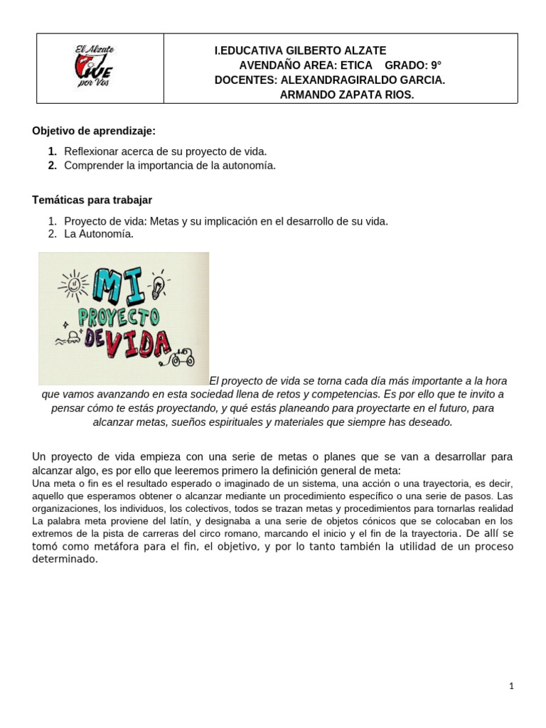 Proyecto de Vida y Autonomía en Ética | PDF | Autonomía | Adultos