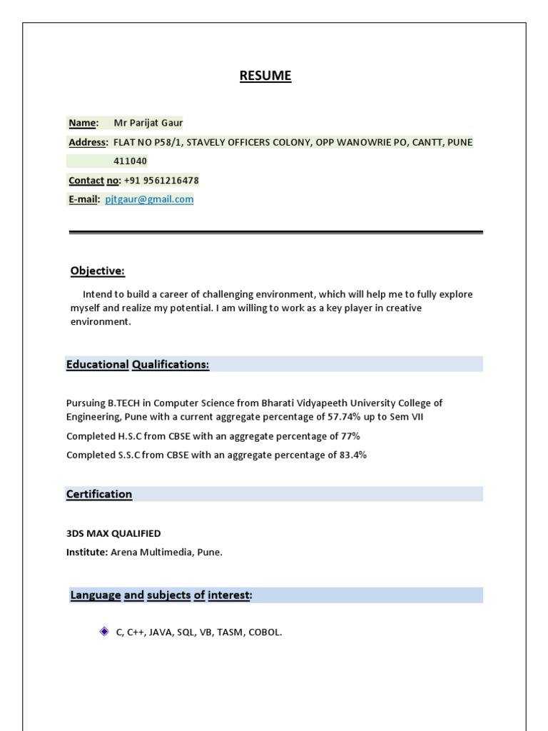 Parijat Gaur Resume | PDF