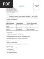 BTech Student Resume Template | PDF