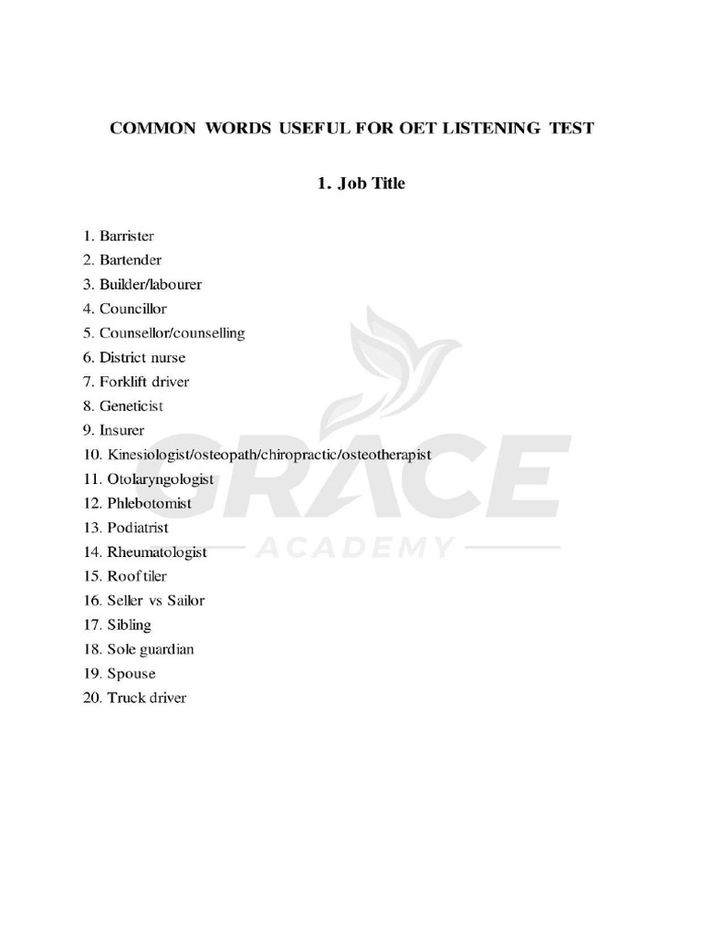 Common Words - Job Title | PDF