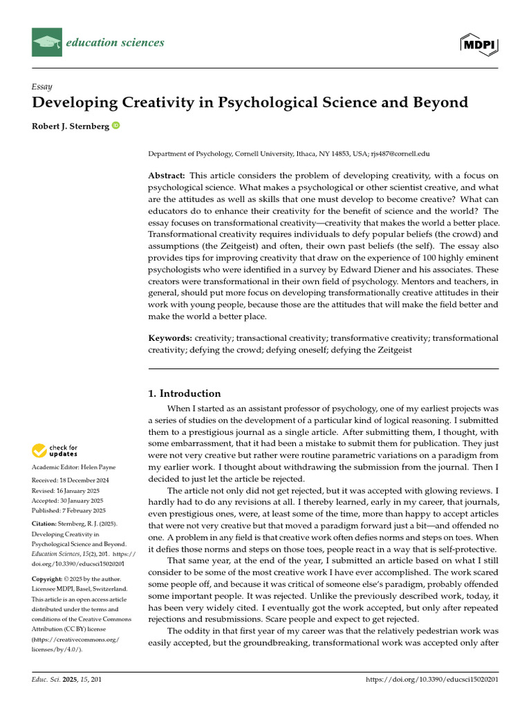 Enhancing Transformational Creativity in Psychology | PDF | Creativity ...