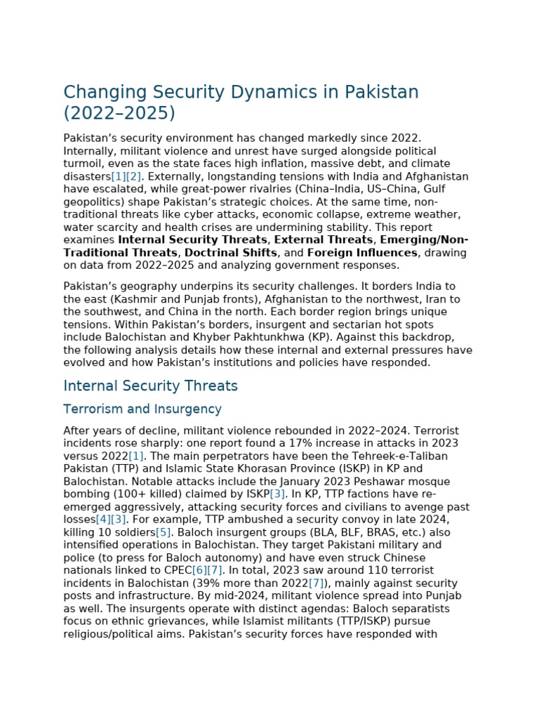 Changing Security Dynamics For Pakistan Challenges To National Security ...