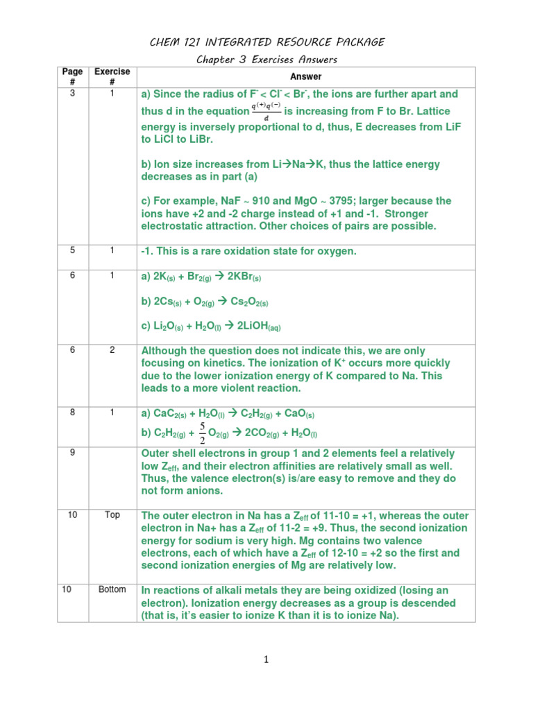 Chapter 3 Exercises_Answers 2011 | PDF