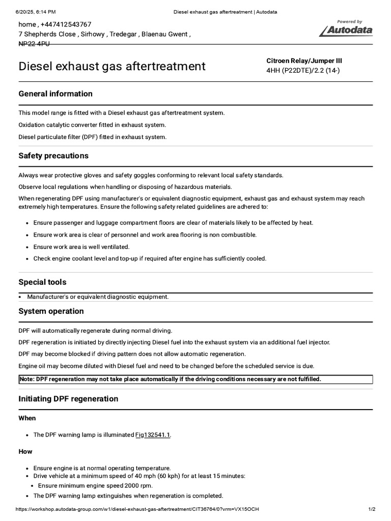 Citroen Relay DPF Regeneration Guide | PDF | Exhaust Gas | Diesel Engine