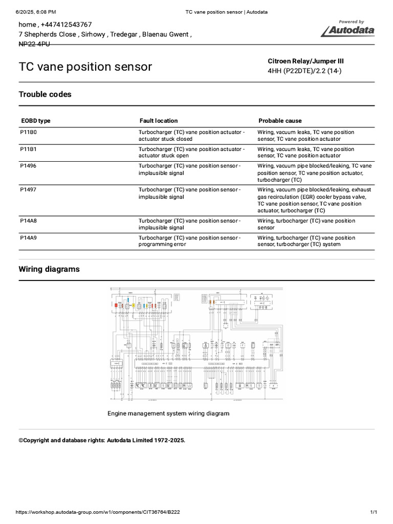 TC Vane Position Sensor - Autodata | PDF | Vehicle Technology | Propulsion
