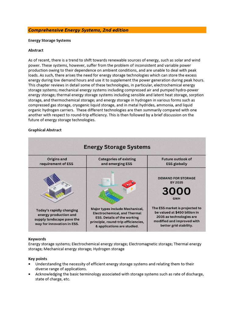 Energy Storage Systems Overview | PDF | Energy Storage | Electrical Grid