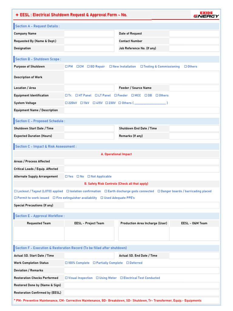 Shutdown Request & Approval Process | PDF | Electric Power | Safety