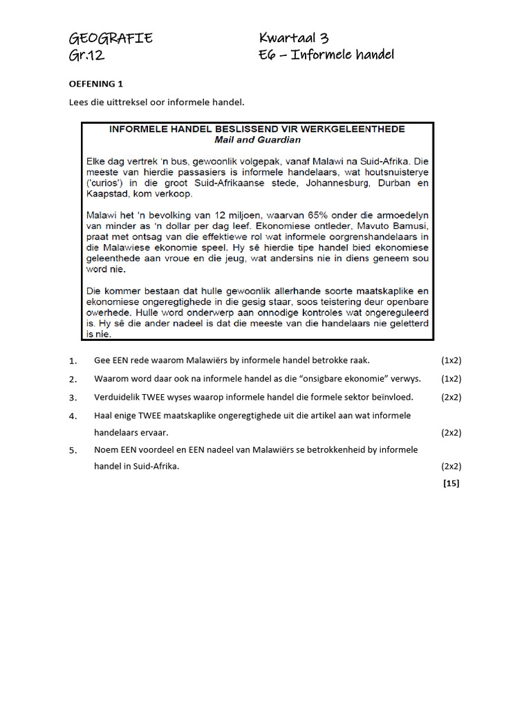 E6 - Informele Handel | PDF