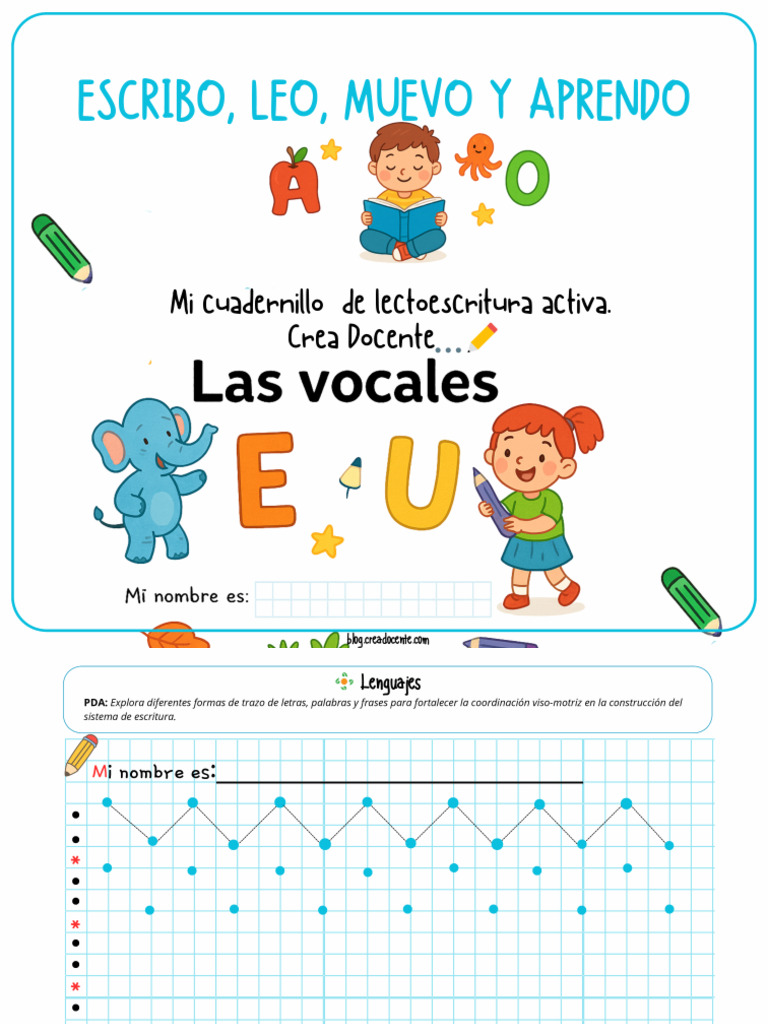 Libro Lectoescritura - Las Vocales - Creadocente | PDF