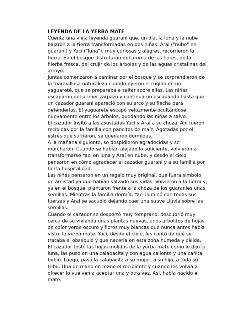 Leyenda de La Yerba Mate | PDF