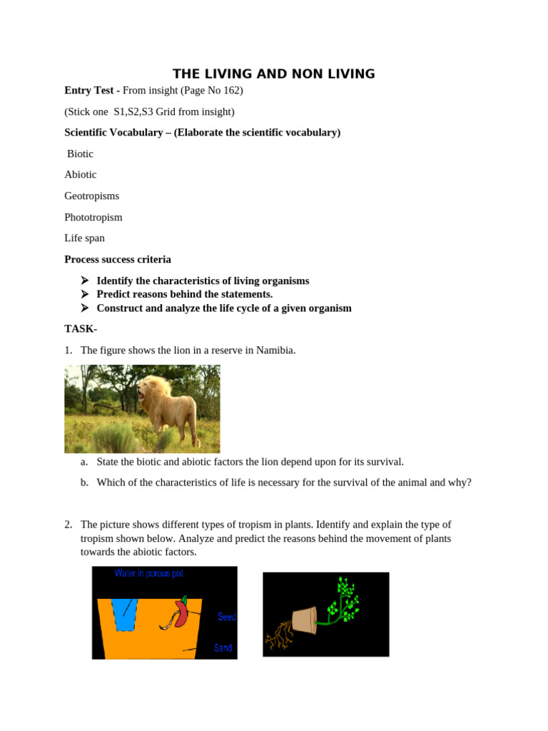 Living vs Non-Living: Ecosystem Insights | PDF