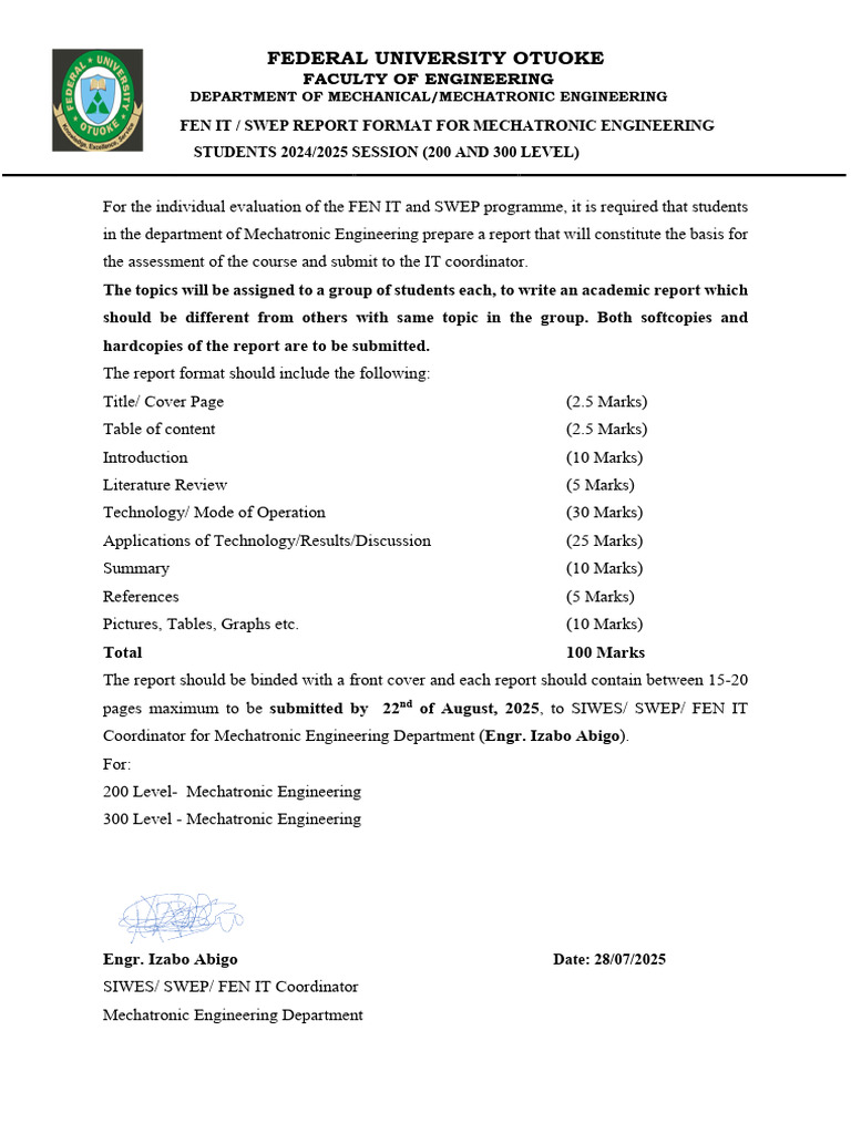 Fen It Swep Report Format | PDF