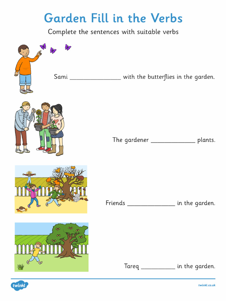 T T 26315 Garden Fill in The Verbs Worksheets | PDF