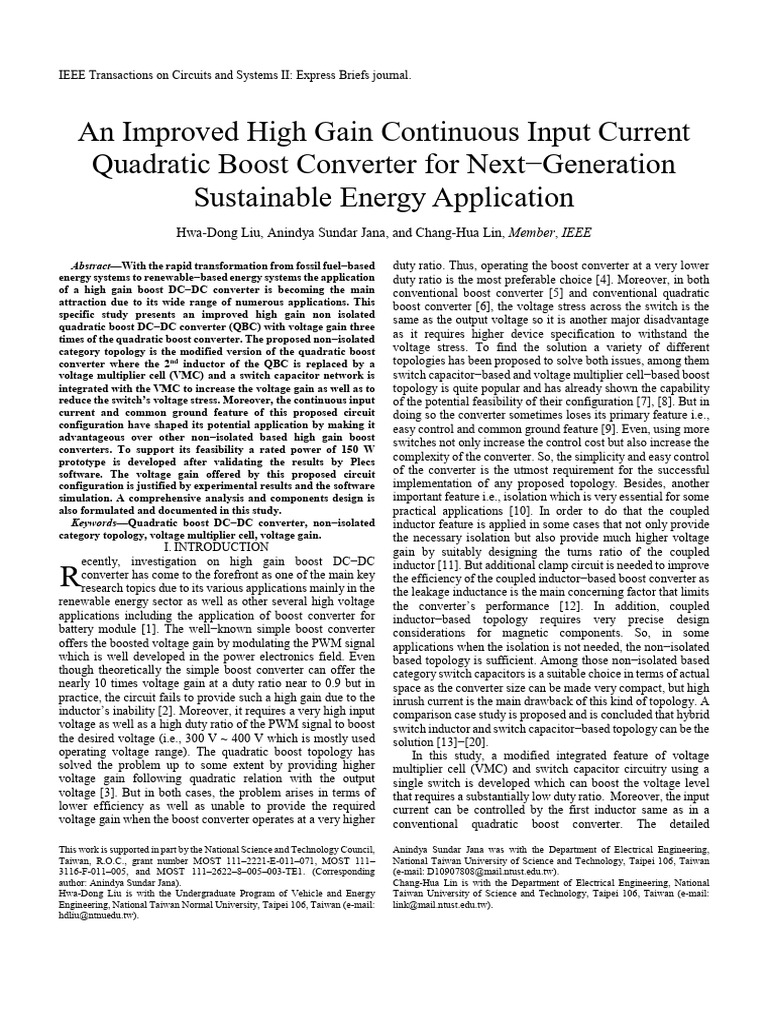 High Gain Quadratic Boost Converter | PDF | Electrical Network | Capacitor