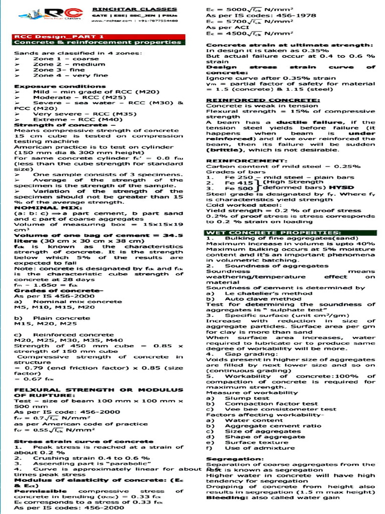RCC Chart pdf 1 | PDF | Concrete | Strength Of Materials