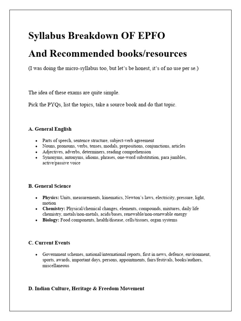 EPFO Syllabus Overview and Resources | PDF | Verb | Labour Economics