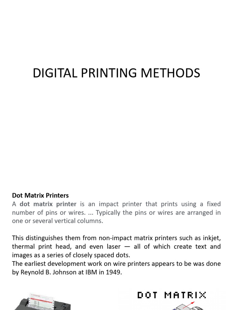 Overview of Digital Printing Methods | PDF | Printer (Computing ...