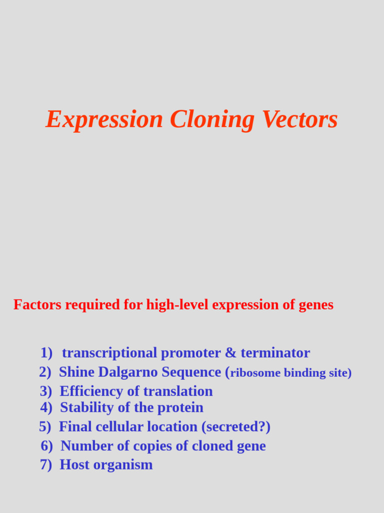 Lecture 9 Expression Cloning Vectors | PDF