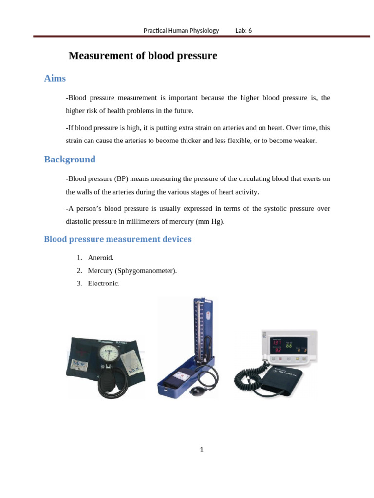 Blood Pressure Measurement Techniques | PDF | Blood Pressure | Clinical ...