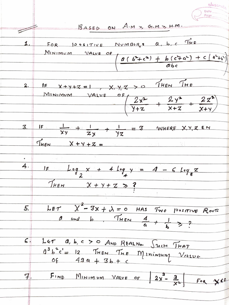 Imp Problems Am, GM, HM Inequality | PDF
