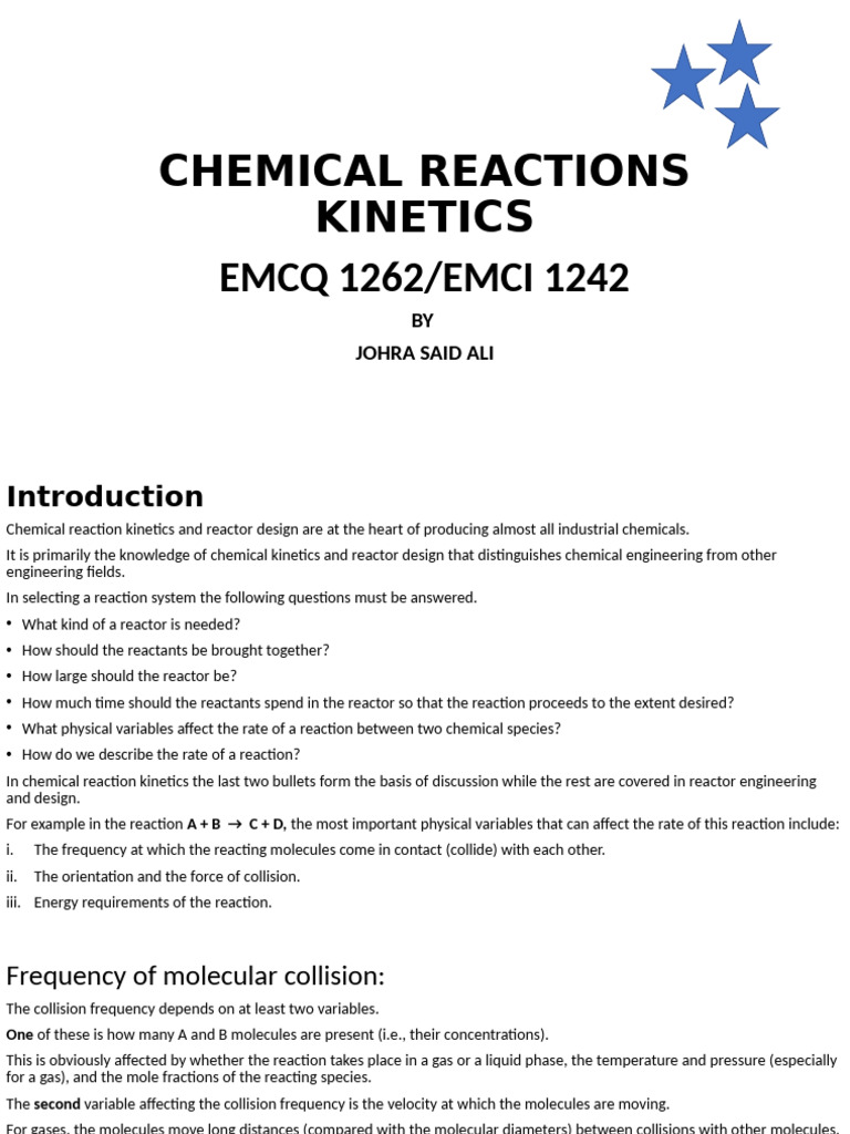 CHEMICAL REACTIONS KINETICS (1) | PDF | Reaction Rate | Chemical Reactions