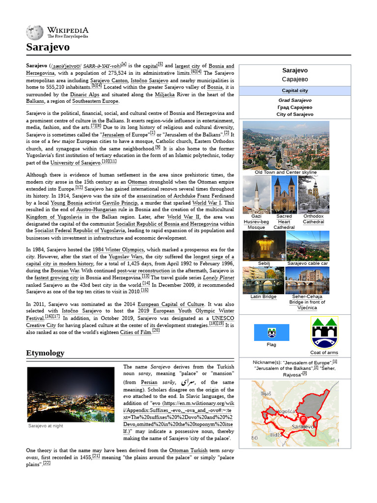 Sarajevo | PDF | Sarajevo | Bosnia And Herzegovina