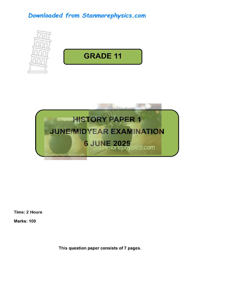 History Grade 11 June 2025 P1 and Memo | PDF
