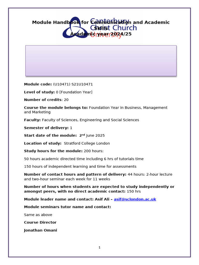 Module Handbook CAS June25 (1) (2) 2 | PDF | Learning | Theory