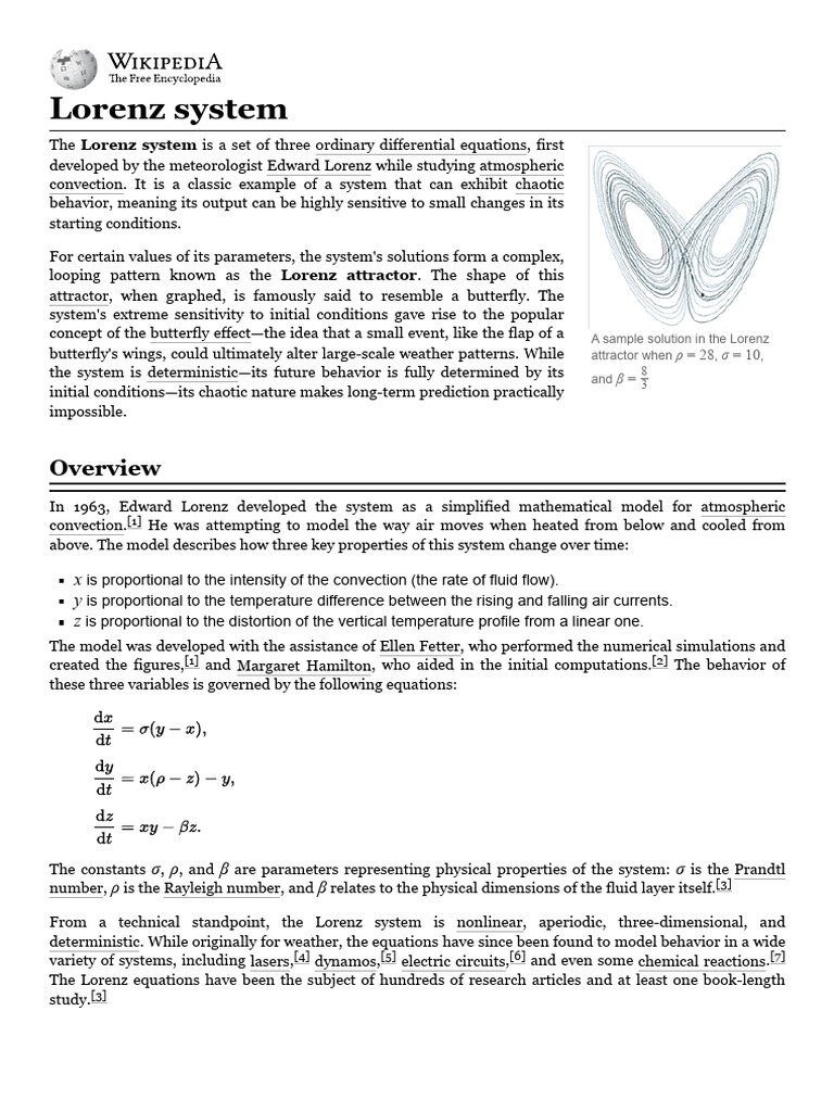 Lorenz System and Chaos Theory Explained | PDF | Chaos Theory | Applied ...