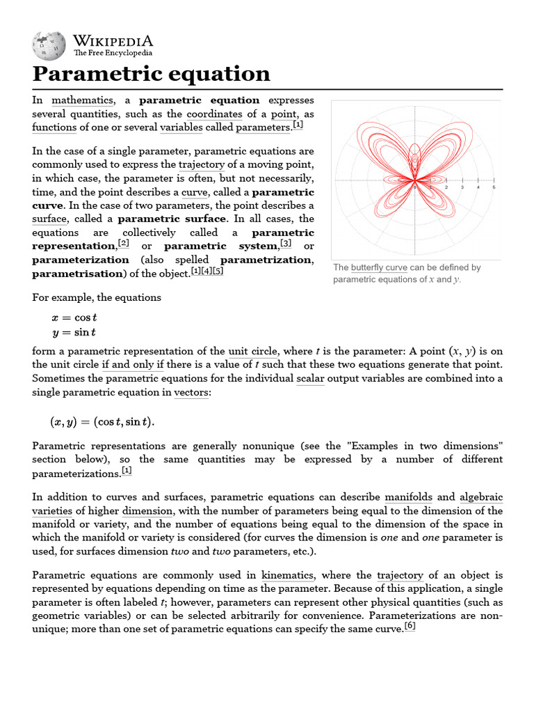 Understanding Parametric Equations | PDF | Equations | Mathematical Physics
