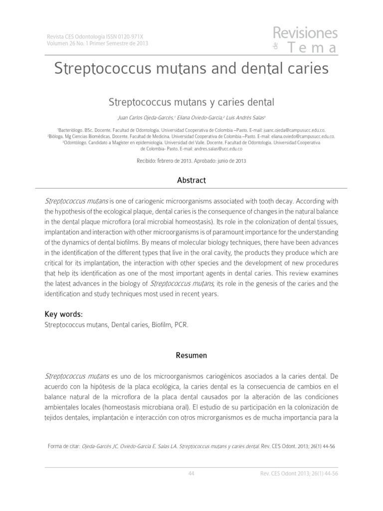 Streptococcus mutans y caries dental | PDF | Estreptococo | Las bacterias