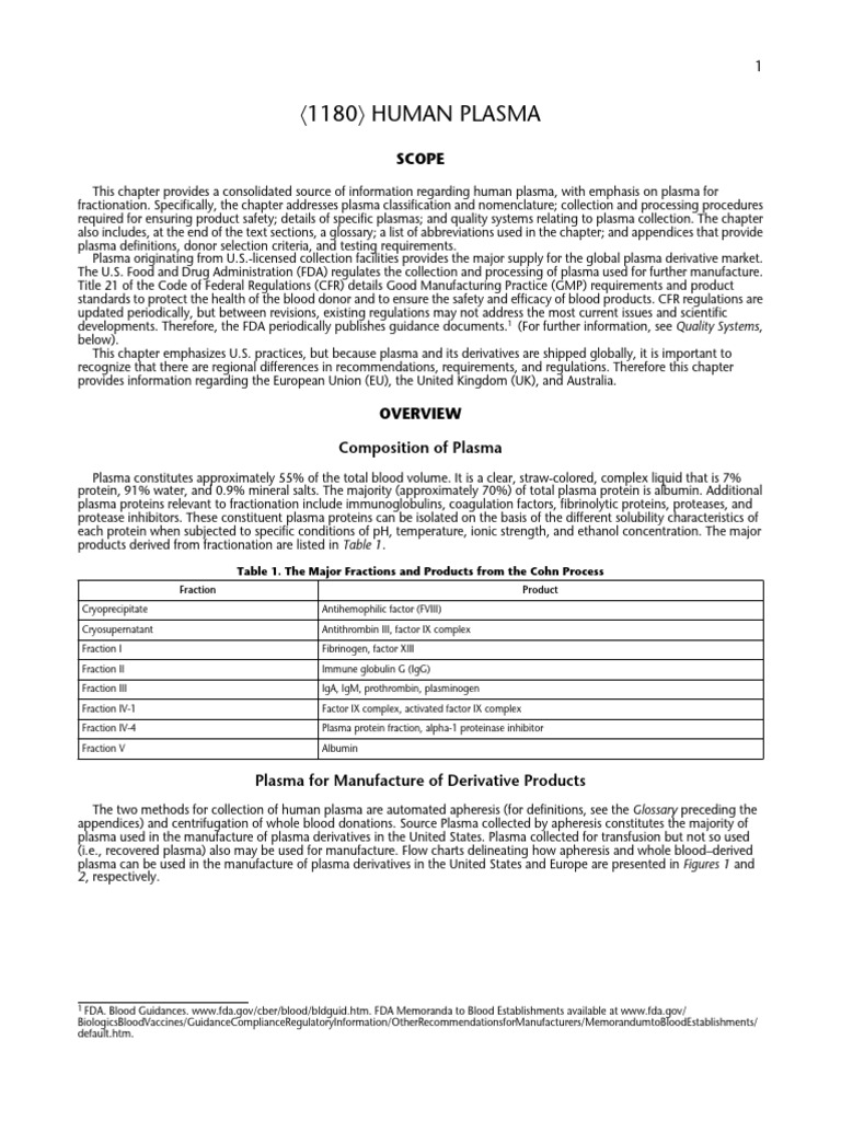 Human Plasma: Collection and Processing Guide | PDF | Blood Donation ...
