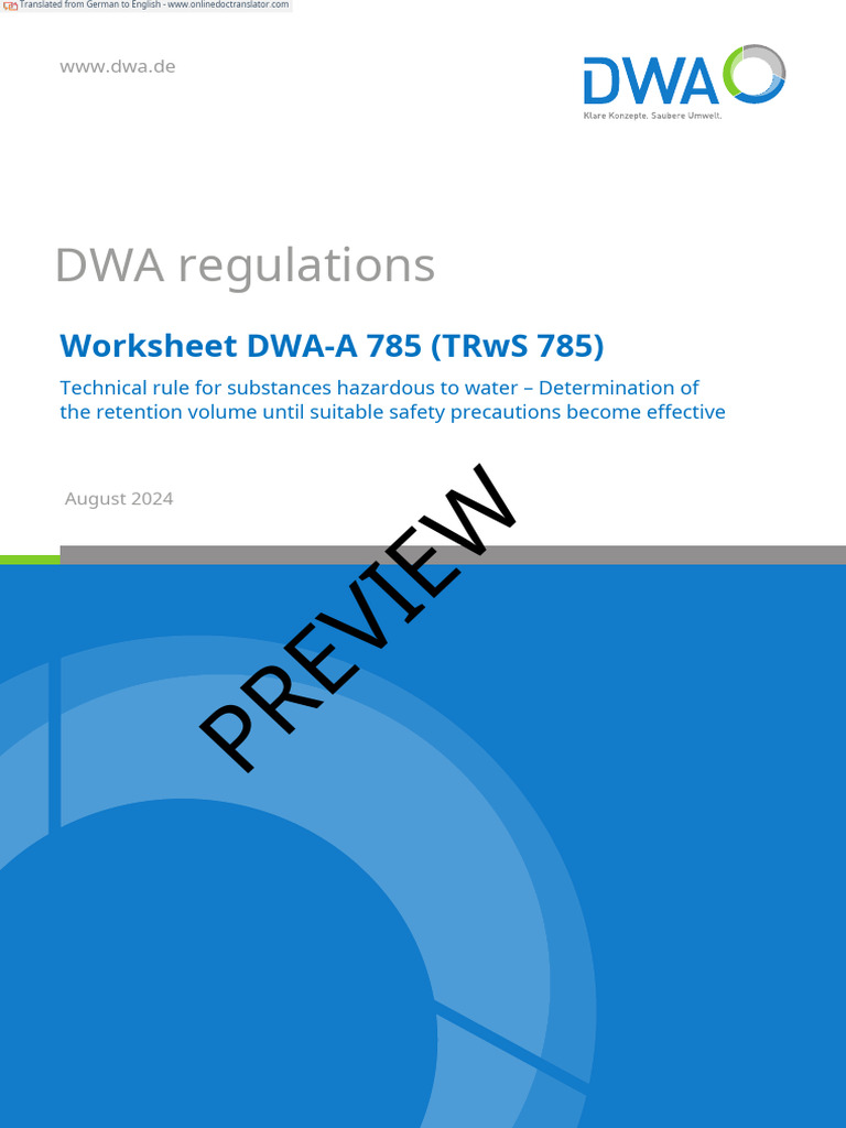 DWA-A 785: Water Hazard Retention Guidelines | PDF | Leak | Pipe (Fluid ...