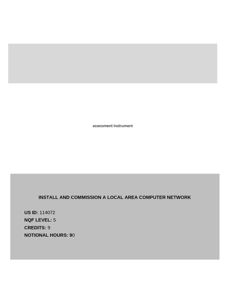 Assessment Instrument | PDF | Educational Assessment | Local Area Network