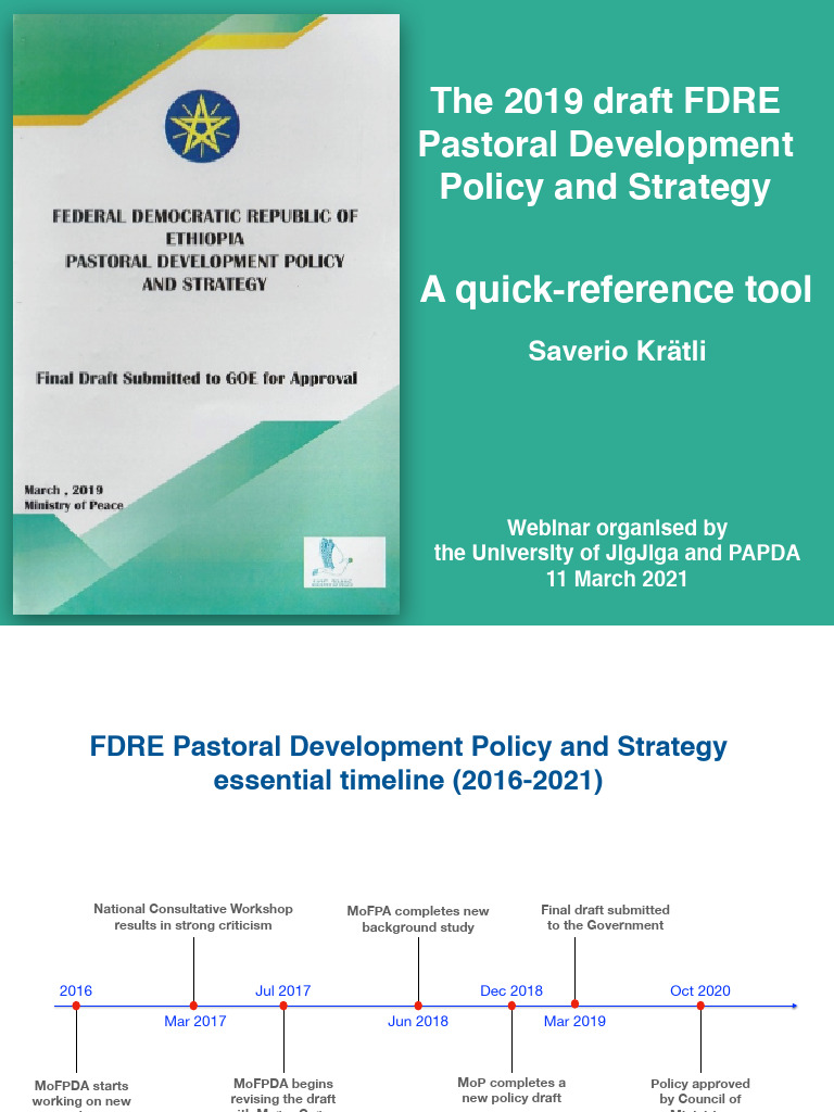 2019 FDRE Pastoral Development Policy Overview | PDF | Pastoralism | Policy