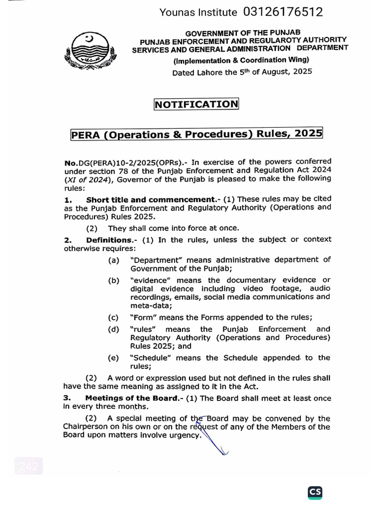 Pera 2025 Operations and Procedures | PDF